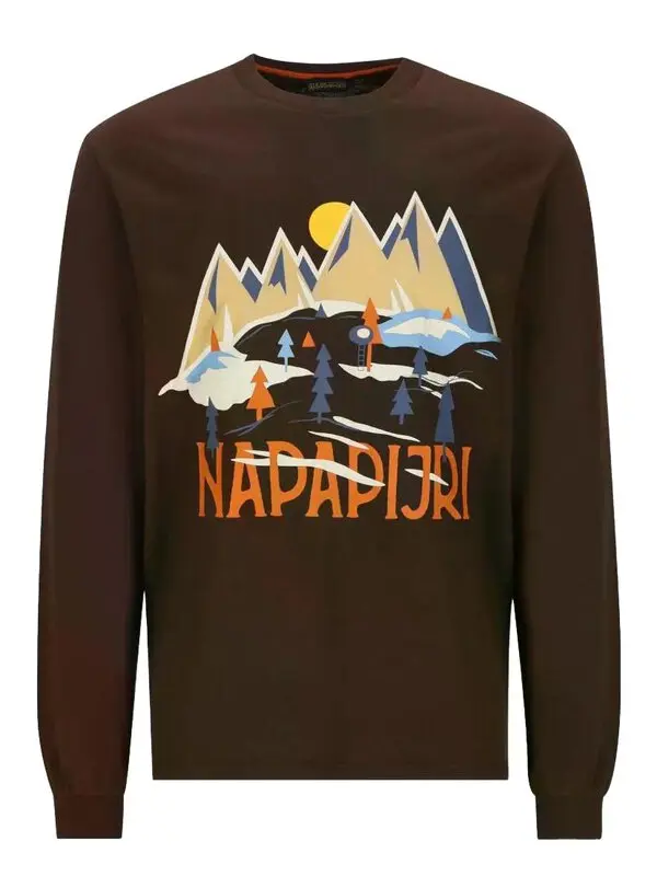NAPAPIJRI Graphic-print Long-sleeved T-shirt - Brown