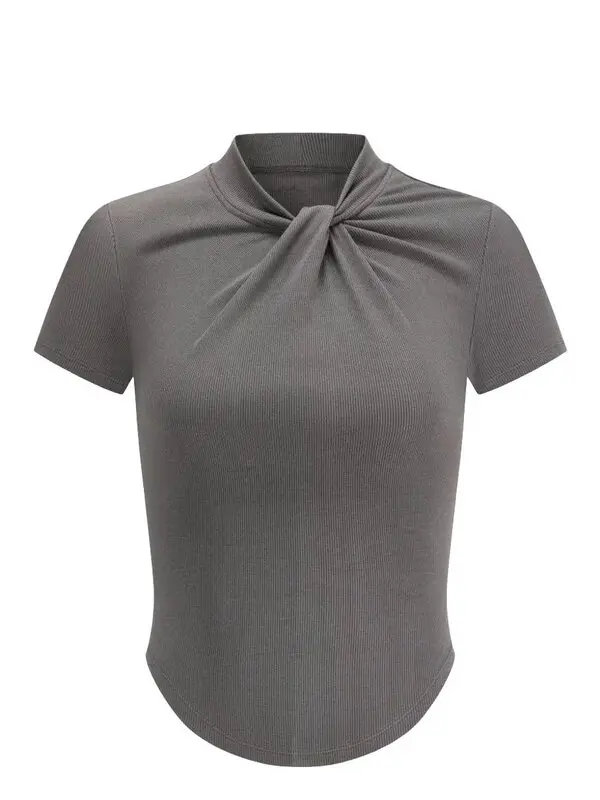 OUDE WAAG Knotted Ribbed Top - Grey