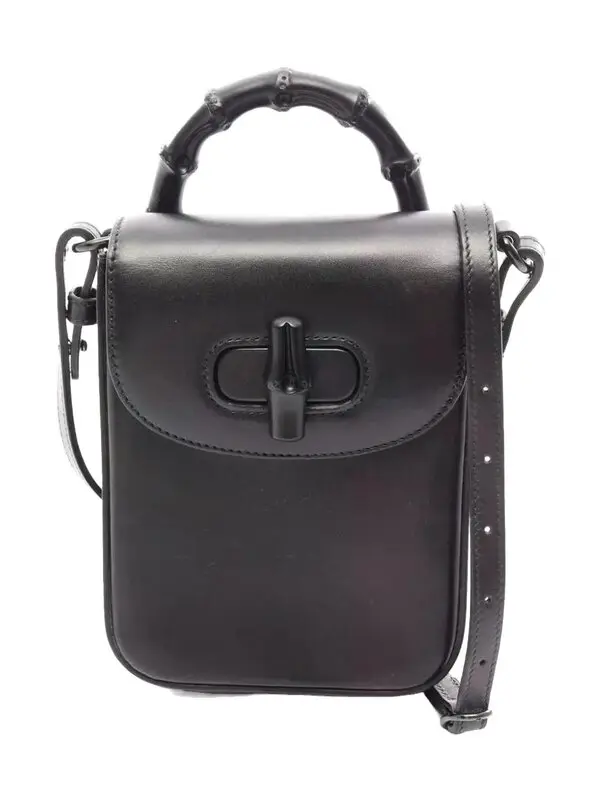 Gucci Mini Calfskin Bamboo Top Handle Satchel - Black