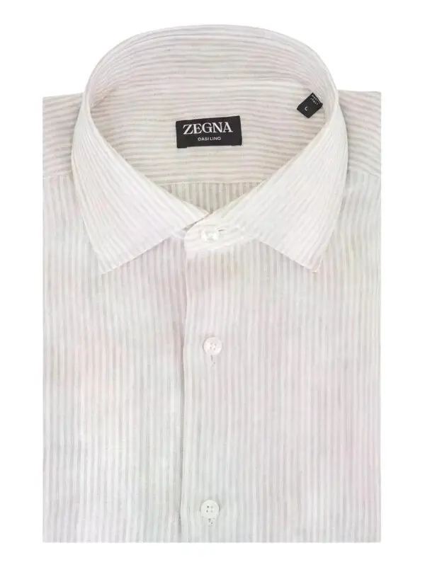 Zegna Oasi Lino Striped Shirt - Neutrals