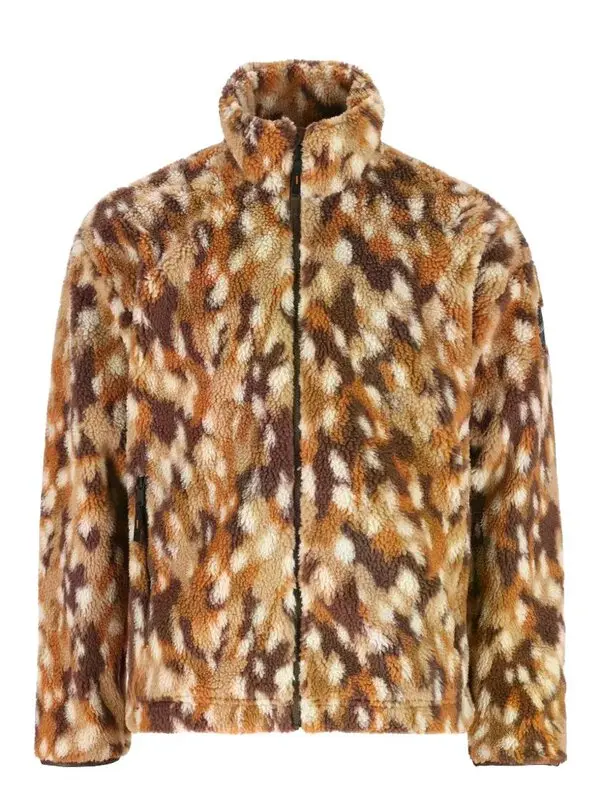 NAPAPIJRI Abstract Pattern Fleece Zip-up Jacket - Brown