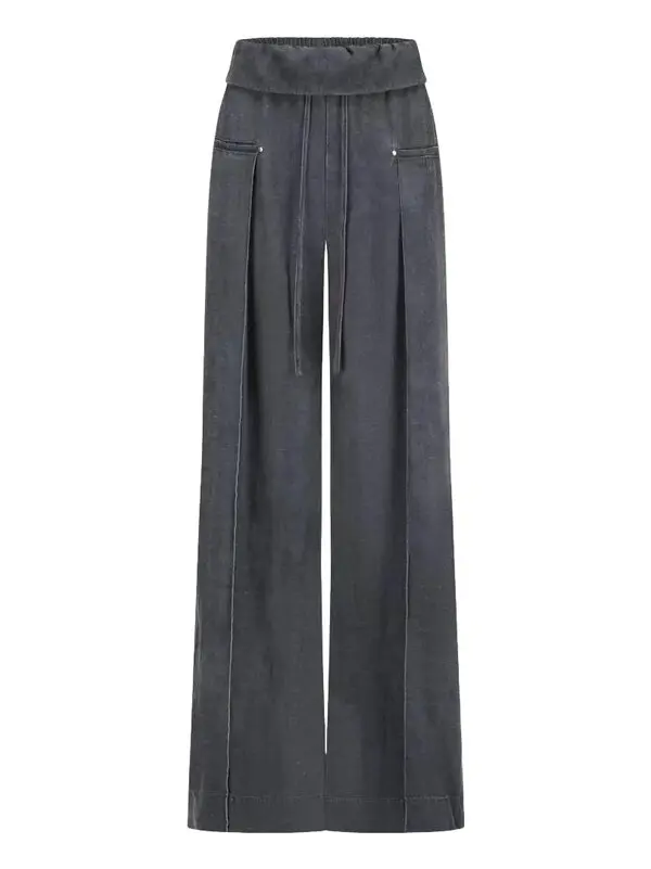 OUDE WAAG Washed Drawstring Wide-leg Trousers - Grey