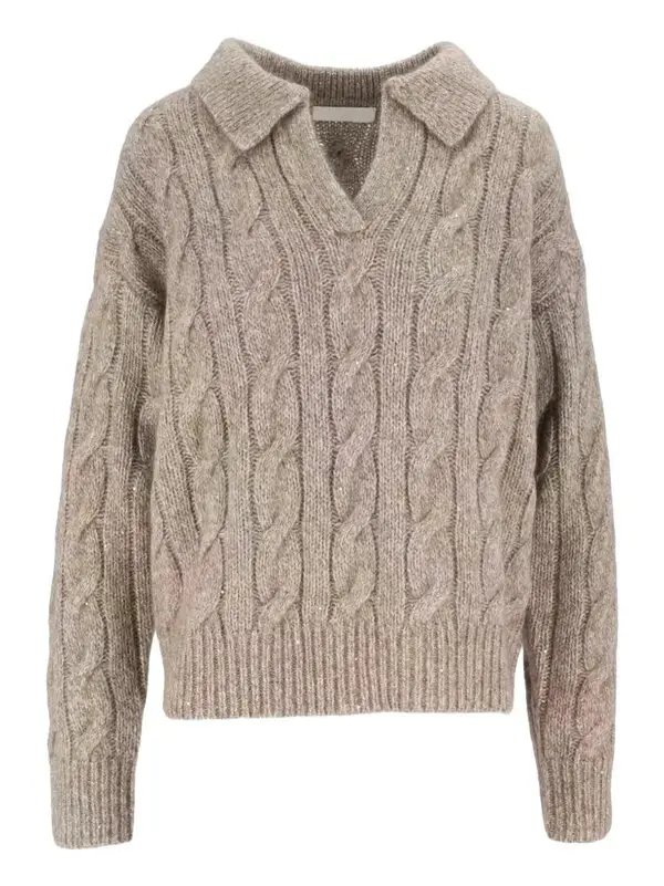 ELEH Cable-knit Sequin-embellished Sweater - Grey