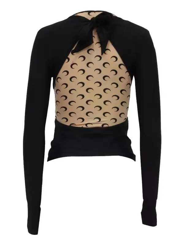 MARINE SERRE Tied Back Long-sleeve Top - Black