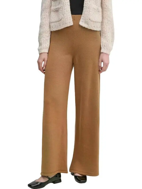 Sisley Fine-knit Wide-leg Trousers - Brown