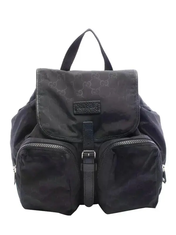 Gucci Gg Nylon Double Front Pocket Backpack - Black