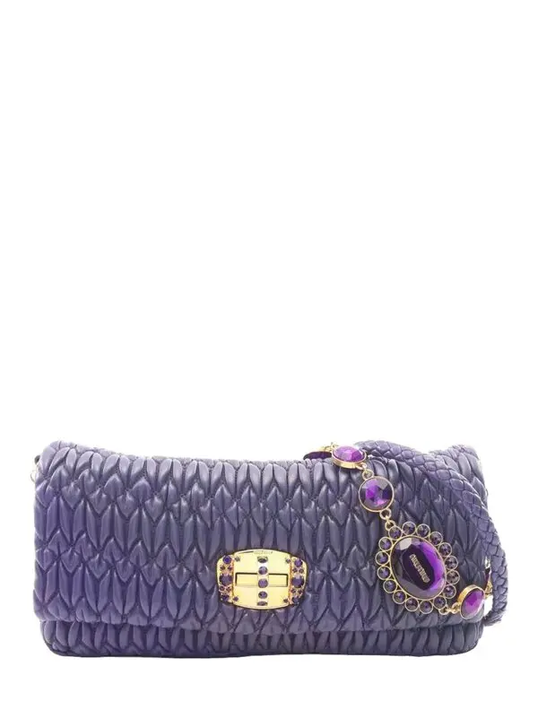 Miu Miu Nappa Crystal Matelassé Clutch Bag - Purple