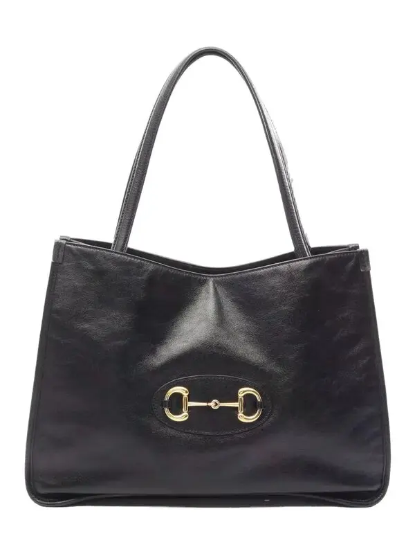 Gucci Medium Leather Horsebit 1955 Tote Bag - Black