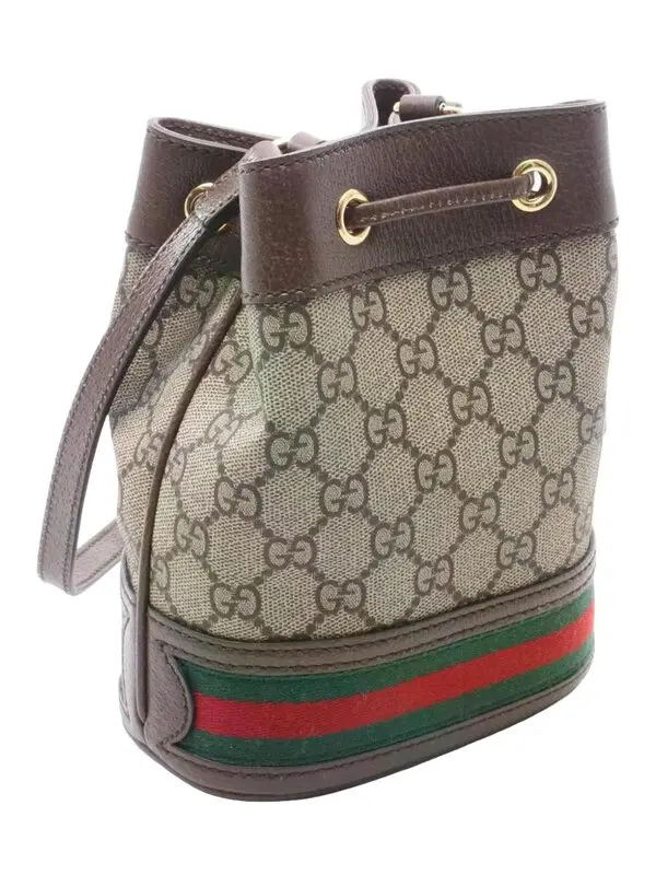 Gucci Gg Supreme Web Ophidia Bucket Bag - Neutrals