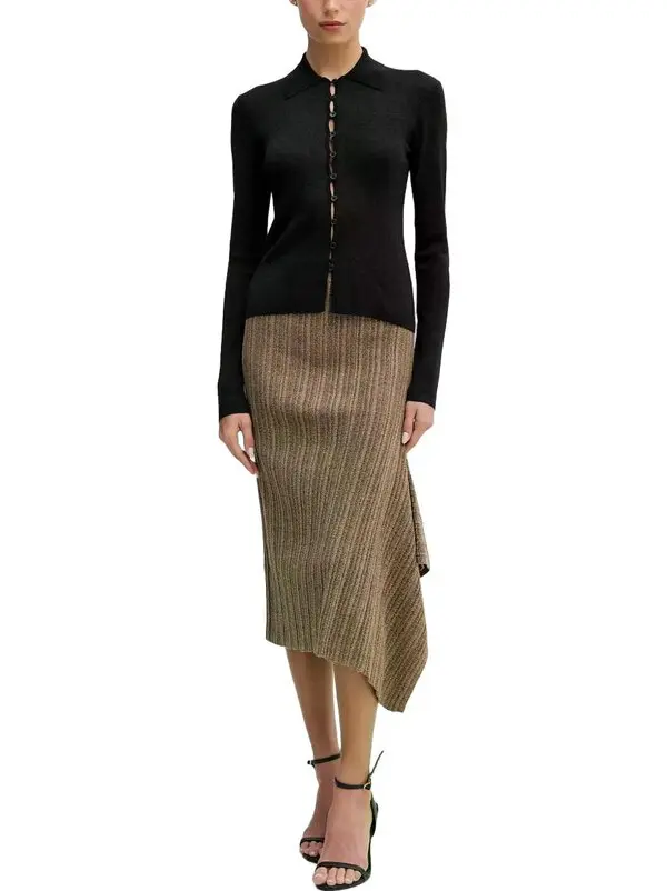Sisley Button-up Collared Cardigan - Black