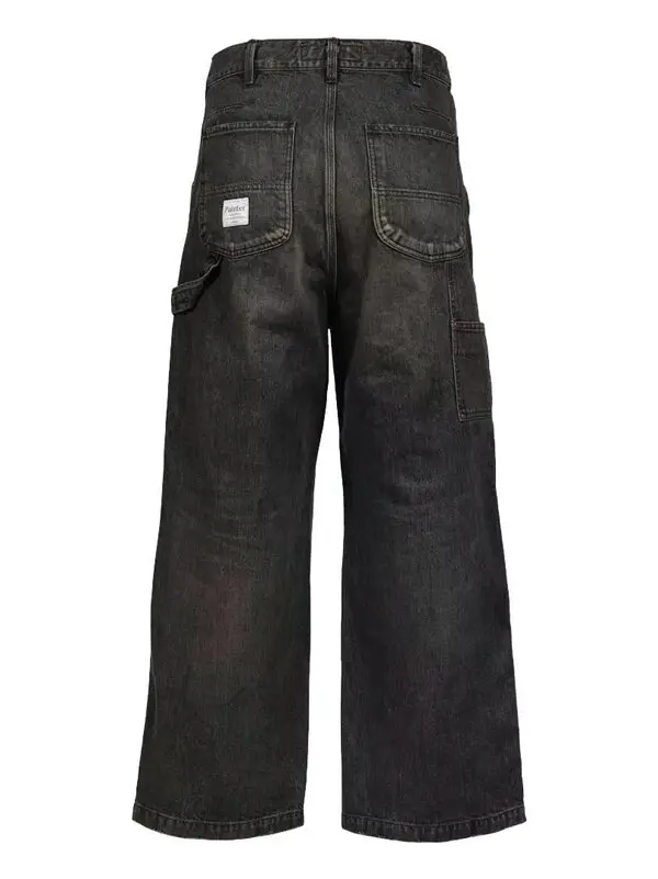 DAIRIKU Washed Double-knee Jeans - Black