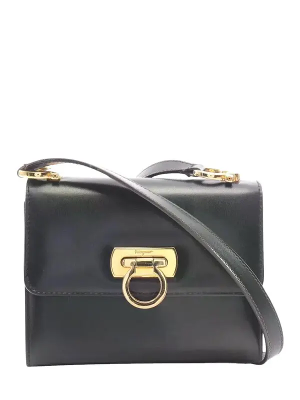 FERRAGAMO Gancini Shoulder Bag - Black
