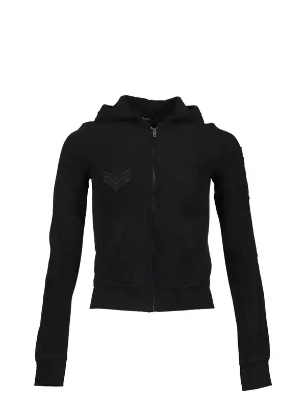 604SERVICE Army Patch-detail Zip-up Hoodie - Black
