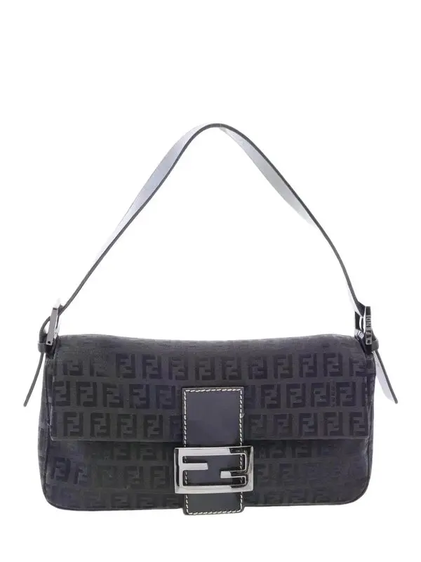 Fendi 2010s Mamma Baguette Zucchino Shoulder Bag - Black