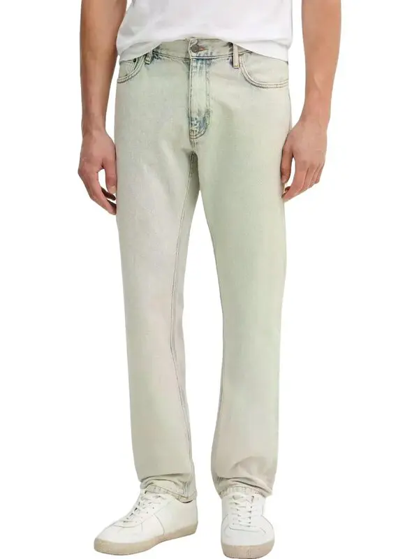 Sisley Acid-wash Logo-patch Jeans - Blue