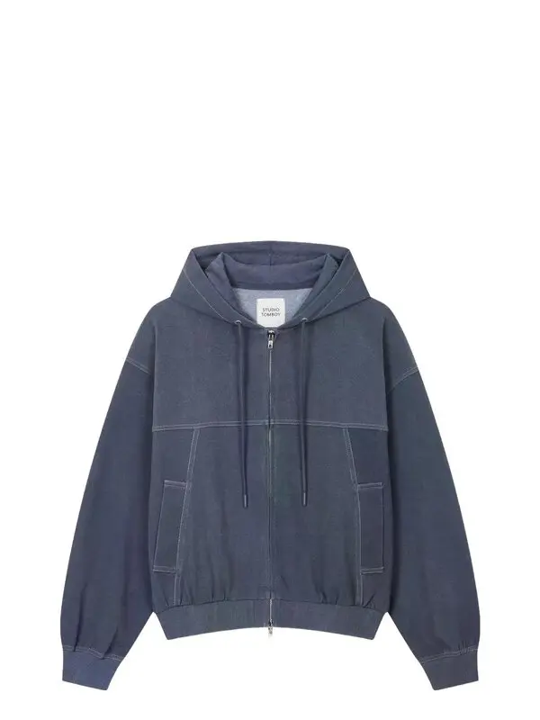 STUDIO TOMBOY Zip-up Jersey Hoodie - Blue
