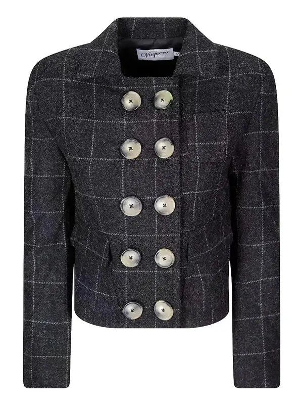 Vaquera Checked Double-breasted Jacket - Grey