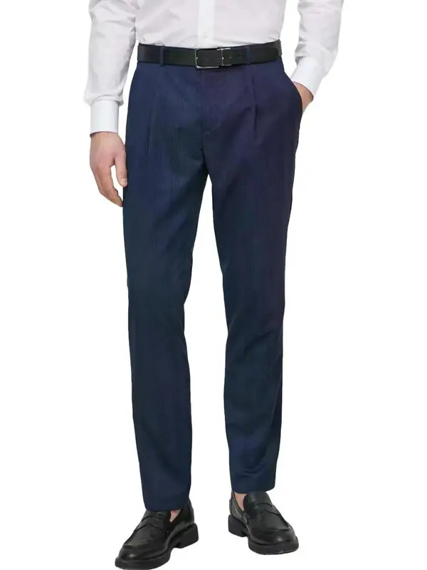 Sisley Check-pattern Pleated Trousers - Blue