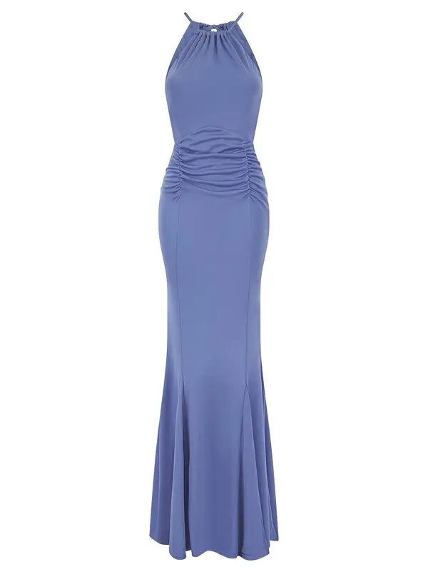 CELESTINE & MAE Plume Maxi Dress In Denim - Blue