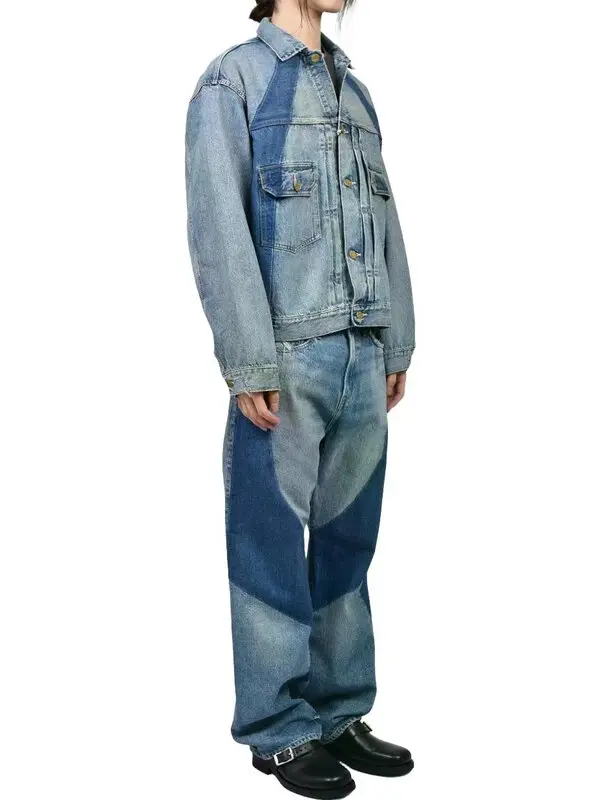 DEAR BORO Distressed Panelled Jeans - Blue
