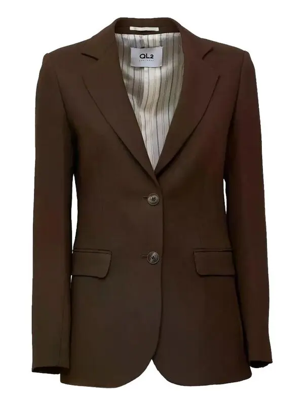 QL2 QUELLEDUE Wool Single-breasted Blazer - Brown
