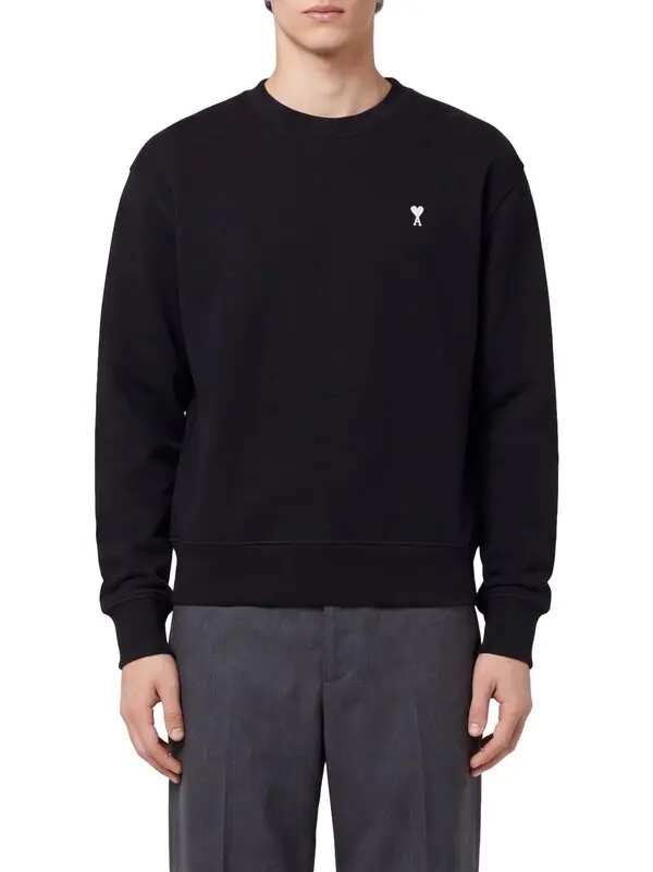 AMI Paris Cotton Crew Neck Sweatshirt - Black