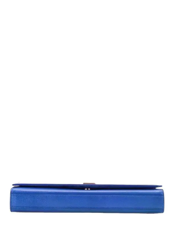 Saint Laurent Leather Monogram Clutch Bag - Blue