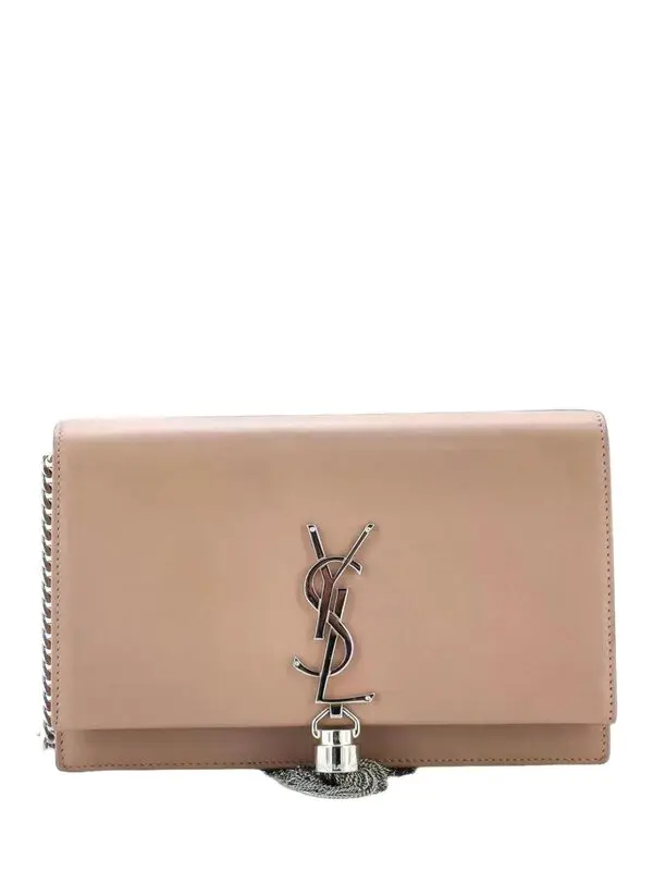 Saint Laurent Leather Monogram Chain Cross Body Bag - Neutrals