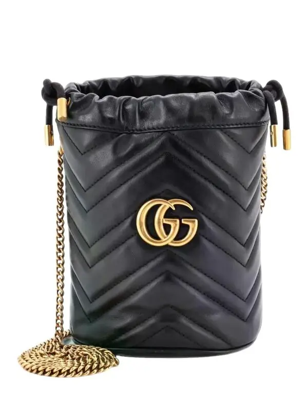 Gucci Gg Marmont Matelasse Leather Mini Bucket Bag - Black