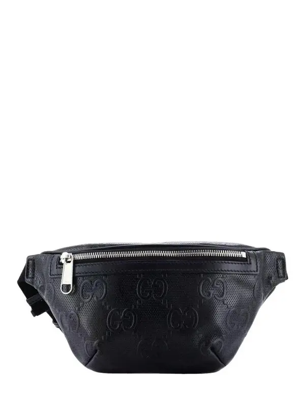 Gucci Gg Embossed Perforated Leather Small Belt Bag - Black