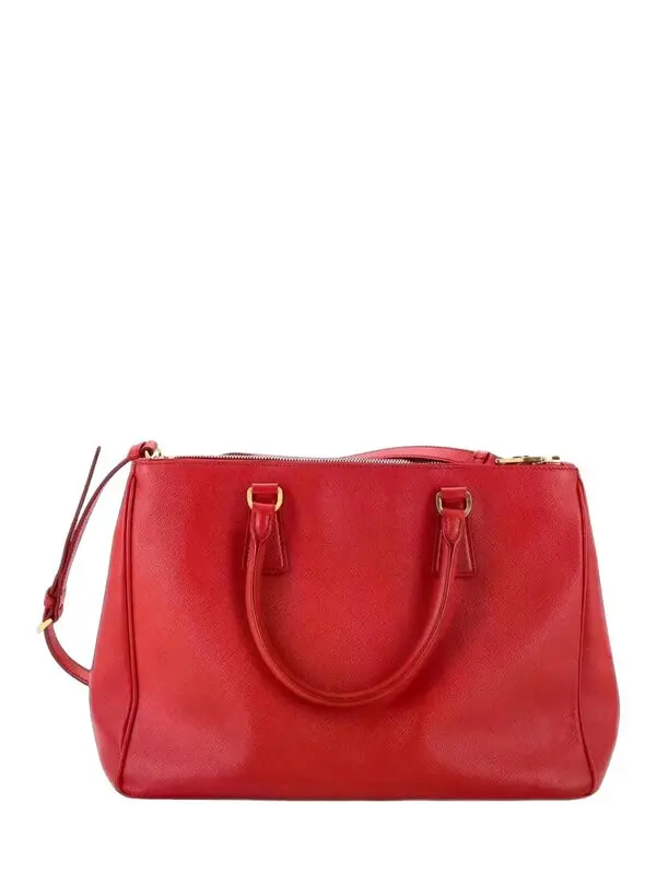 Prada Double Zip Lux Saffiano Leather Large Tote Bag - Red