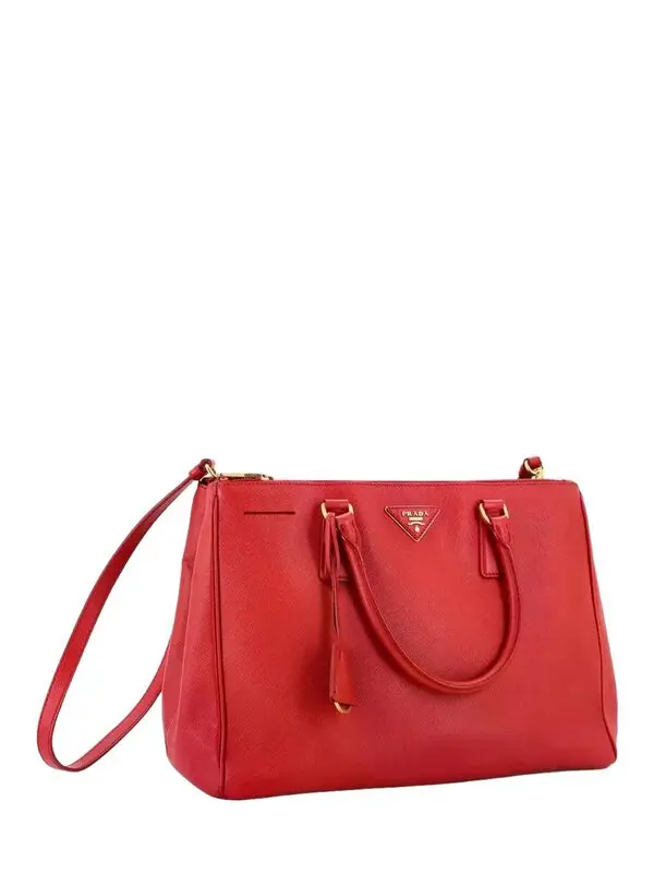 Prada Double Zip Lux Saffiano Leather Large Tote Bag - Red