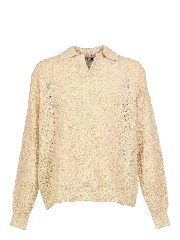 COOR Crochet-knit Open-collar Sweater - Neutrals