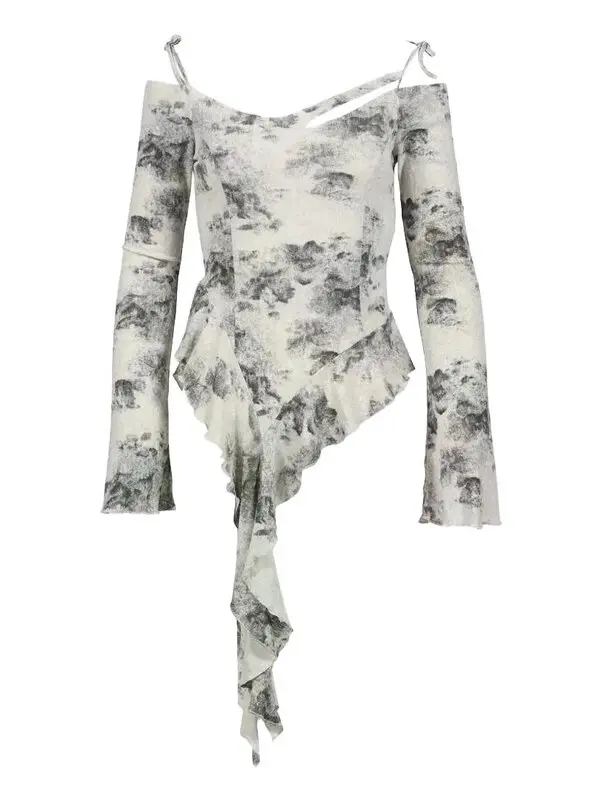 VIVAMUS Ruffled Long-sleeve Top - Grey
