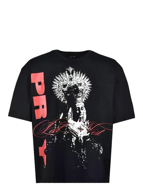 LAST NEST Pray Maria Graphic-print T-shirt - Black