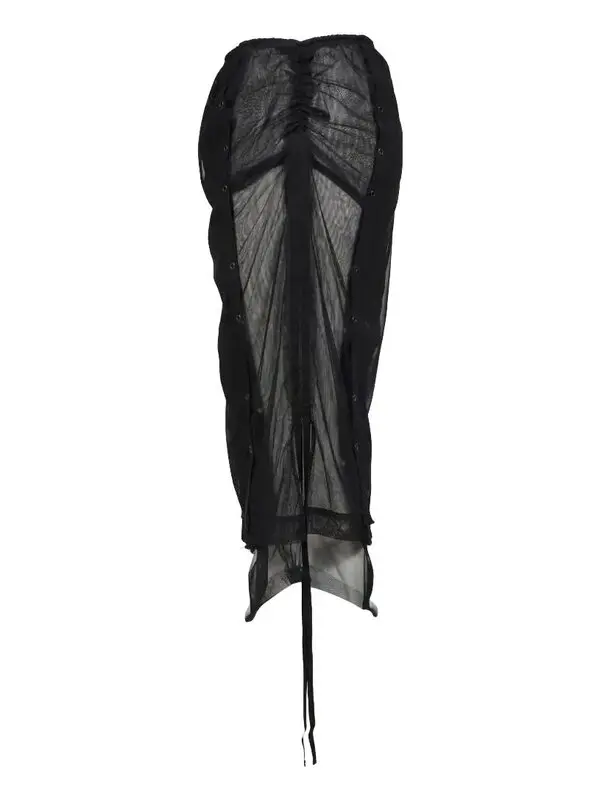 MUKCYEN Layered Gathered Midi Skirt - Black