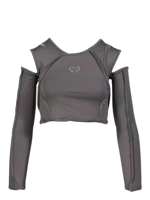 VIVAMUS Layered Cold-shoulder Top - Grey