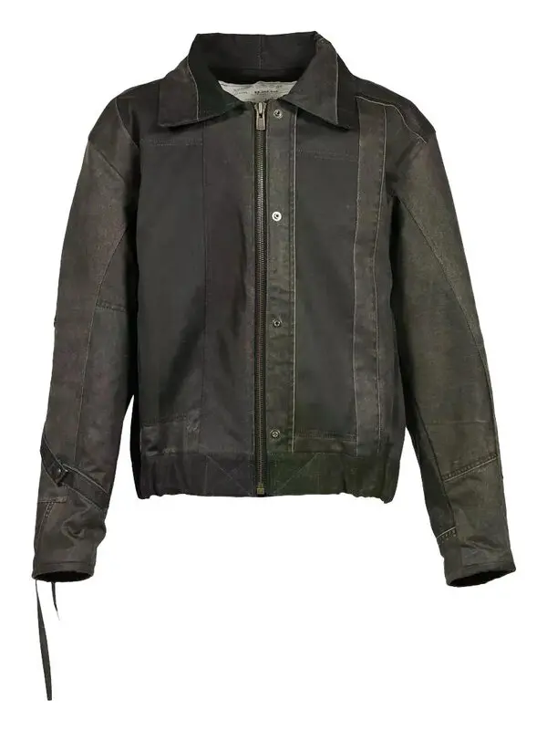 UNDER THE SIGN Dustborn Light Patchwork Waxed-effect Bomber Jacket - Black