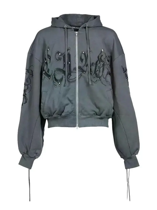 FINE CHAOS Washed Chaos Embroidered Hoodie - Black
