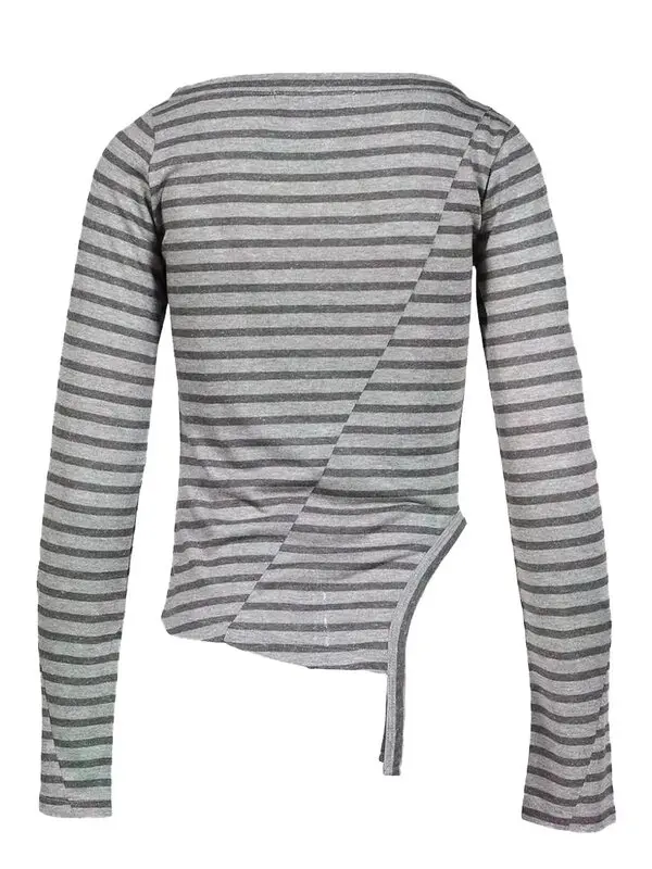 POST ARCHIVE FACTION Maho Off-shoulder Stripe Top - Grey