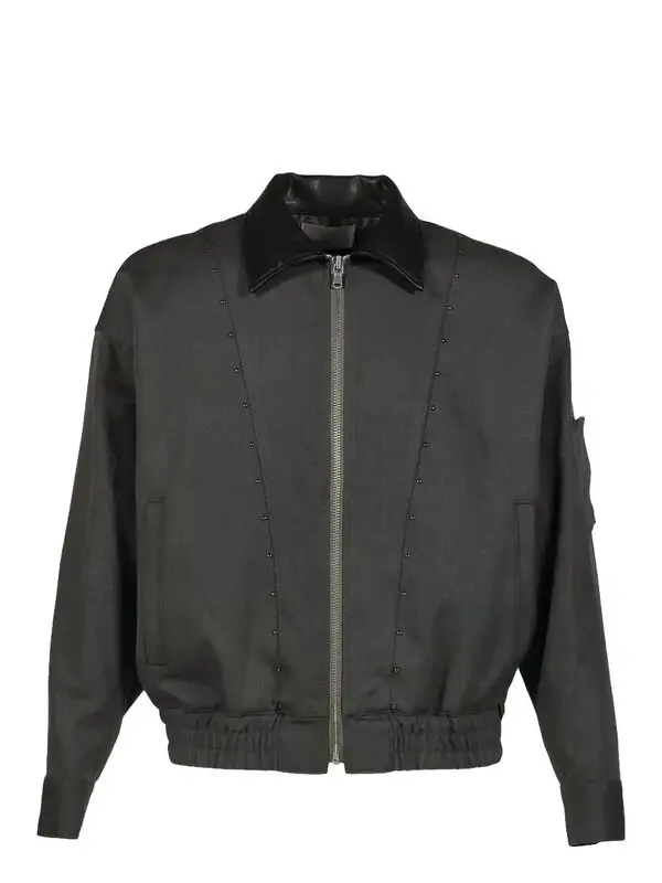 CEDARWOOD Studded Wool Bomber Jacket - Grey