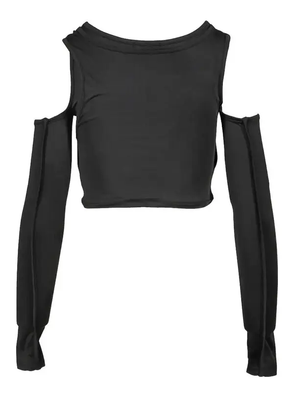 VIVAMUS Layered Cold-shoulder Top - Black