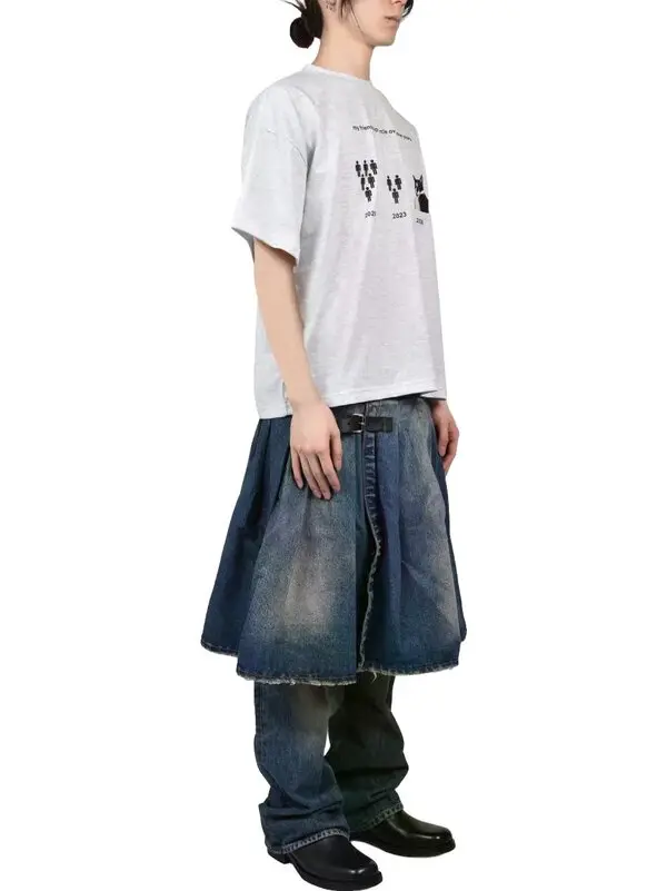 DOMENICO OREFICE Pleated Distressed-effect Midi Skirt - Blue