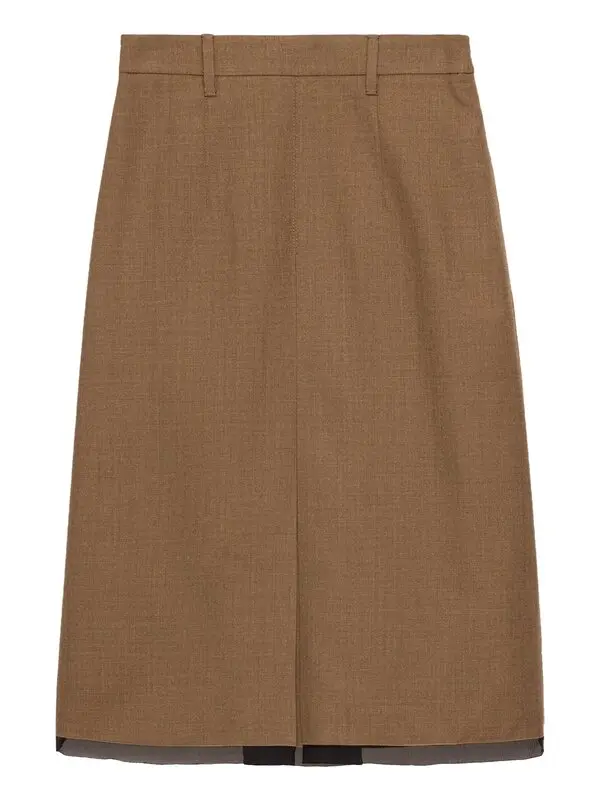 Prada Wool Midi Skirt - Brown