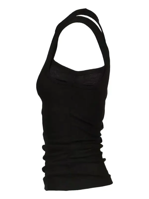BOHEMSEO Layered Ruched-detail Tank Top - Black