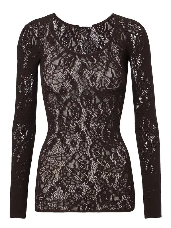 Wolford Infinite Floral Lace Top - Brown