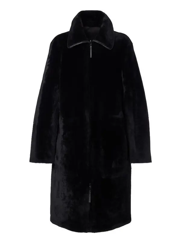 JOSEPH Caspian Reversible Leather And Shearling Coat - Black