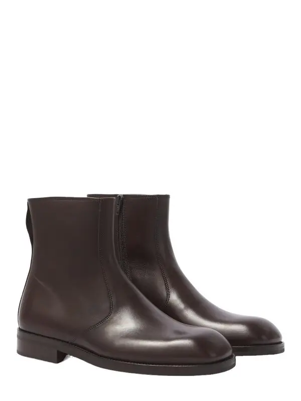 LEMAIRE Leather Ankle Boots - Brown