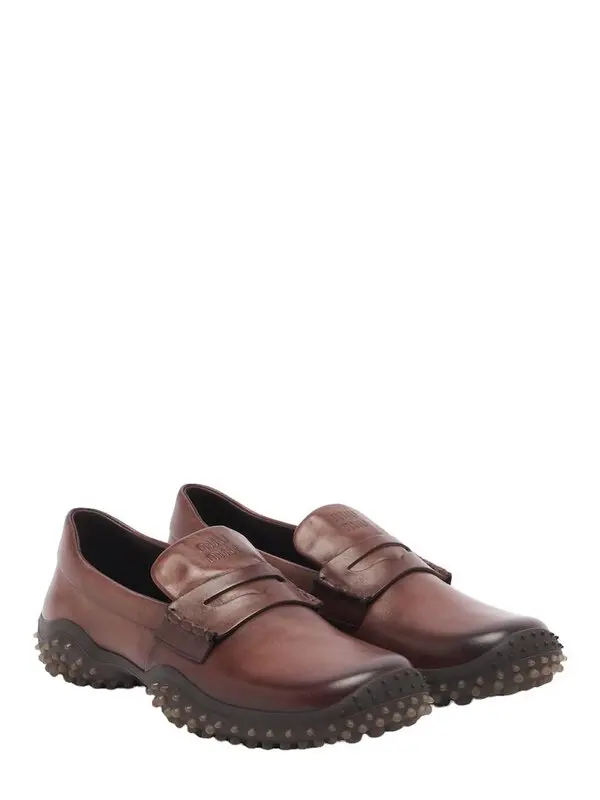 Miu Miu Leather Loafers - Brown