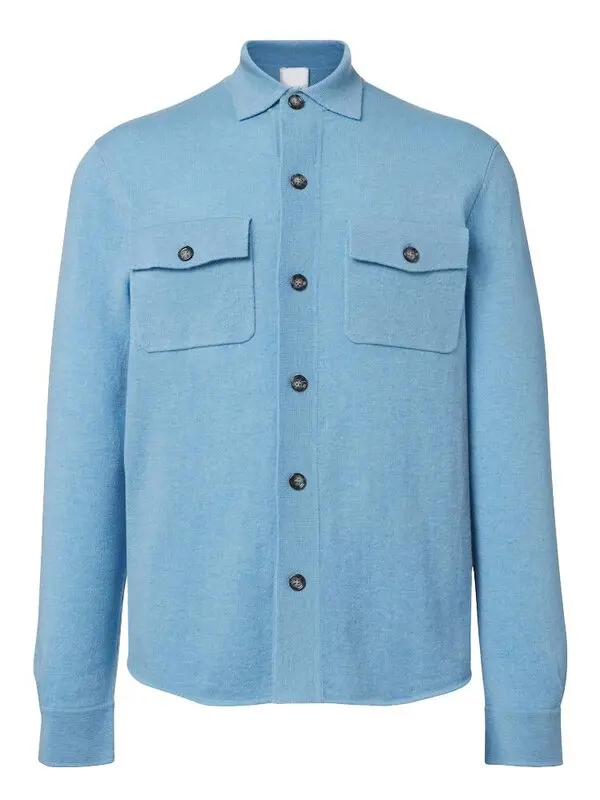ALLUDE Knitted Wool And Cashmere Shirt - Blue